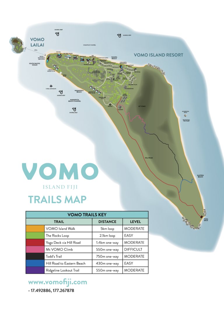 VOMO Map - Map Of Our Large Private Island Resort - Vomo Island Fiji